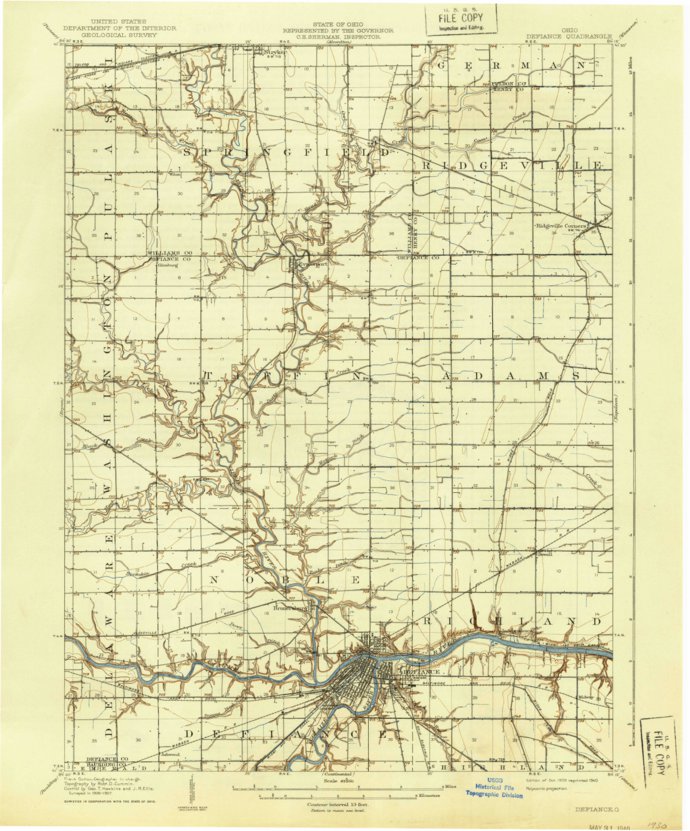 Defiance, OH (1909, 62500-Scale) Map by United States Geological Survey ...