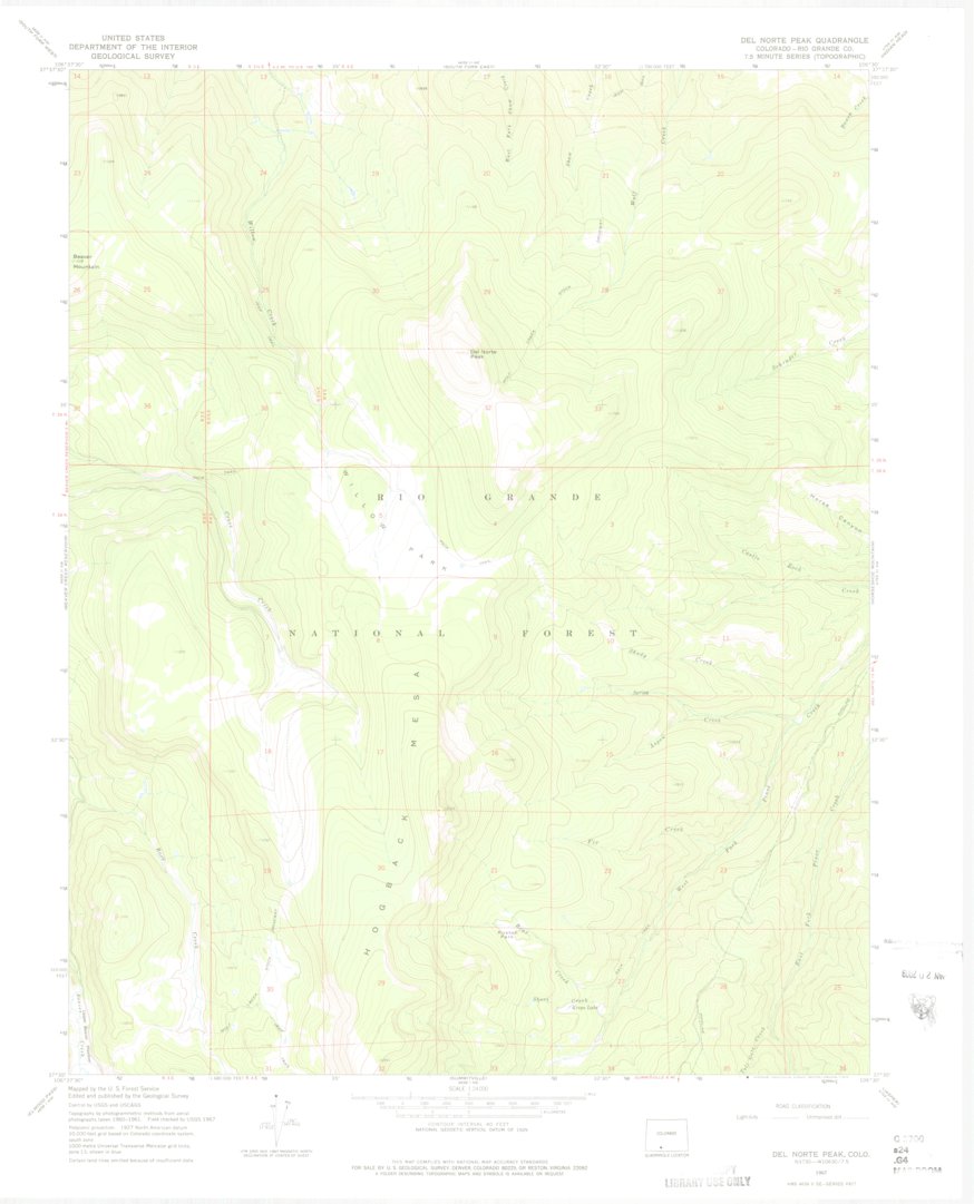 Del Norte Peak, CO (1967, 24000-Scale) Map by United States Geological ...