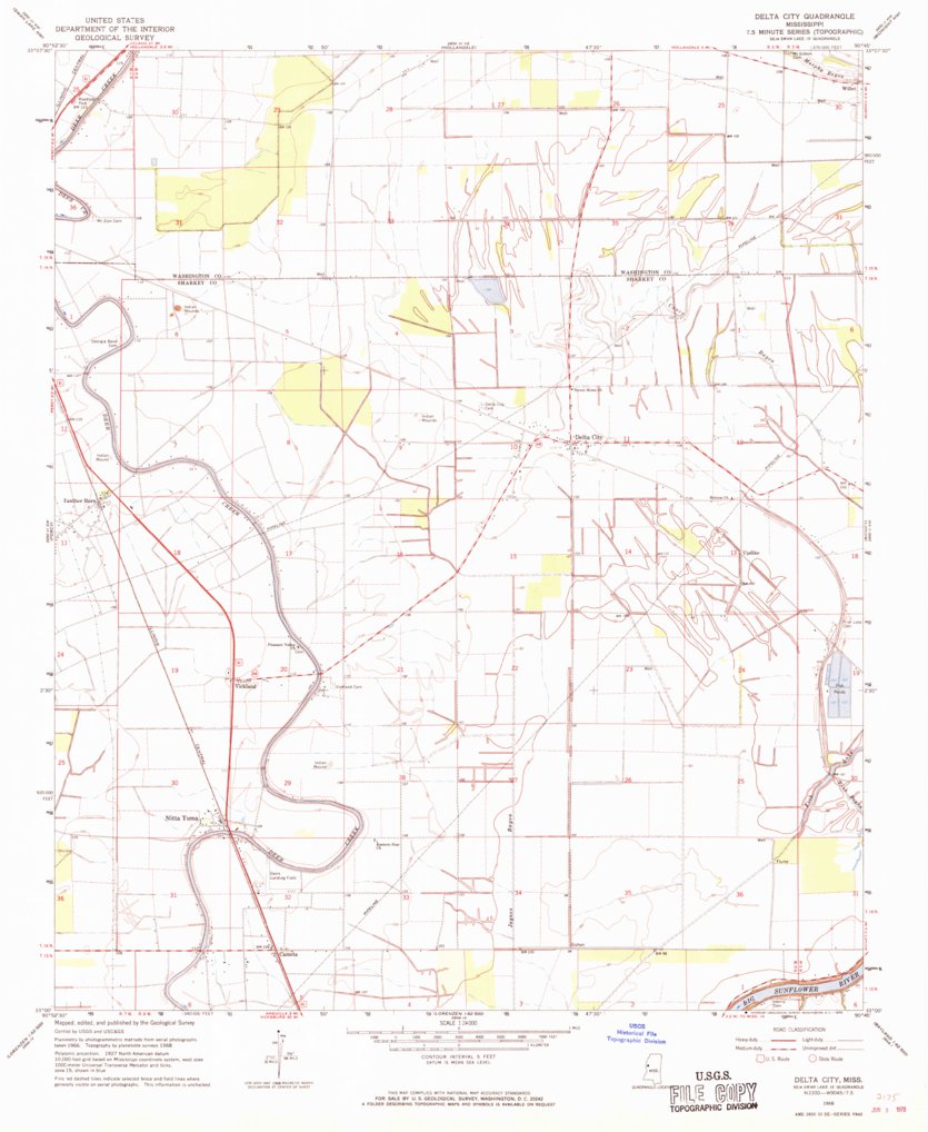 Delta City, MS (1968, 24000-Scale) Map by United States Geological ...