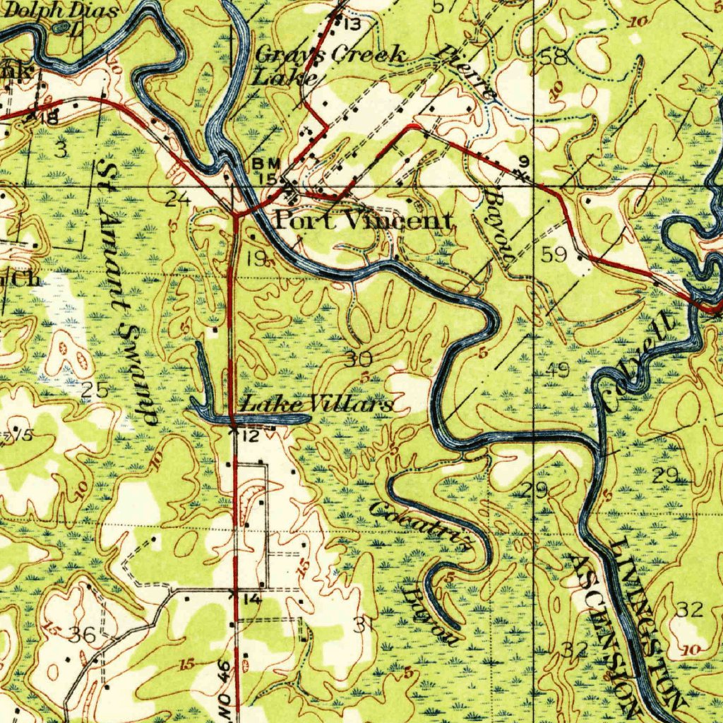 Denham Springs, LA (1934, 62500-Scale) Map by United States Geological ...