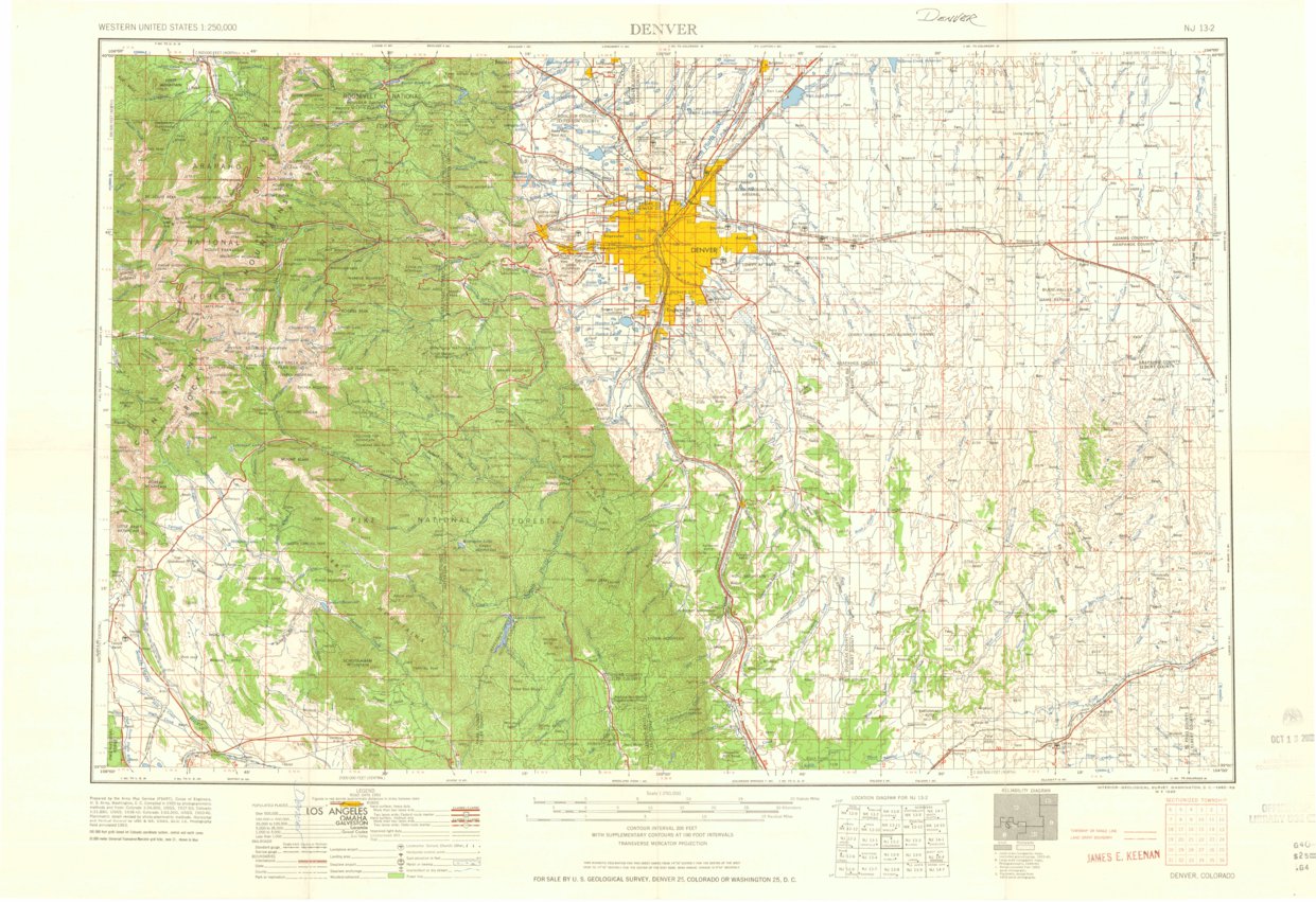 Denver, CO (1960, 250000-Scale) Map by United States Geological Survey ...