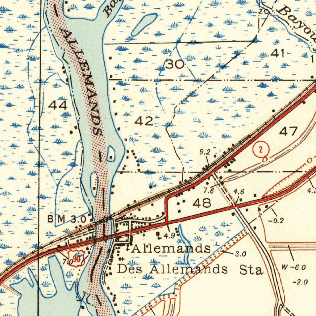 Des Allemands, LA (1940, 31680-Scale) Map by United States Geological ...