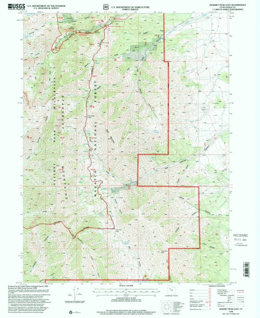 Deseret Peak East, UT (1998, 24000-Scale) Map by United States ...