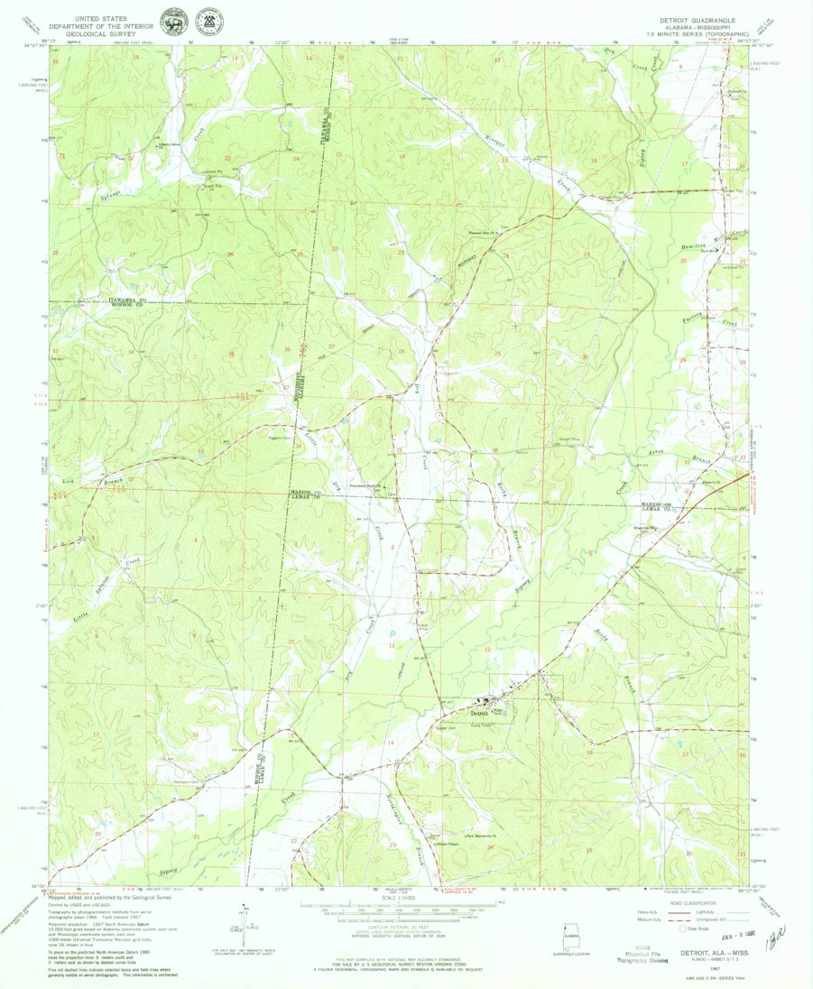Detroit, AL-MS (1967, 24000-Scale) Map by United States Geological ...