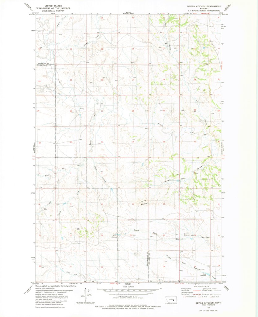Devils Kitchen, MT (1979, 24000-Scale) Map by United States Geological ...