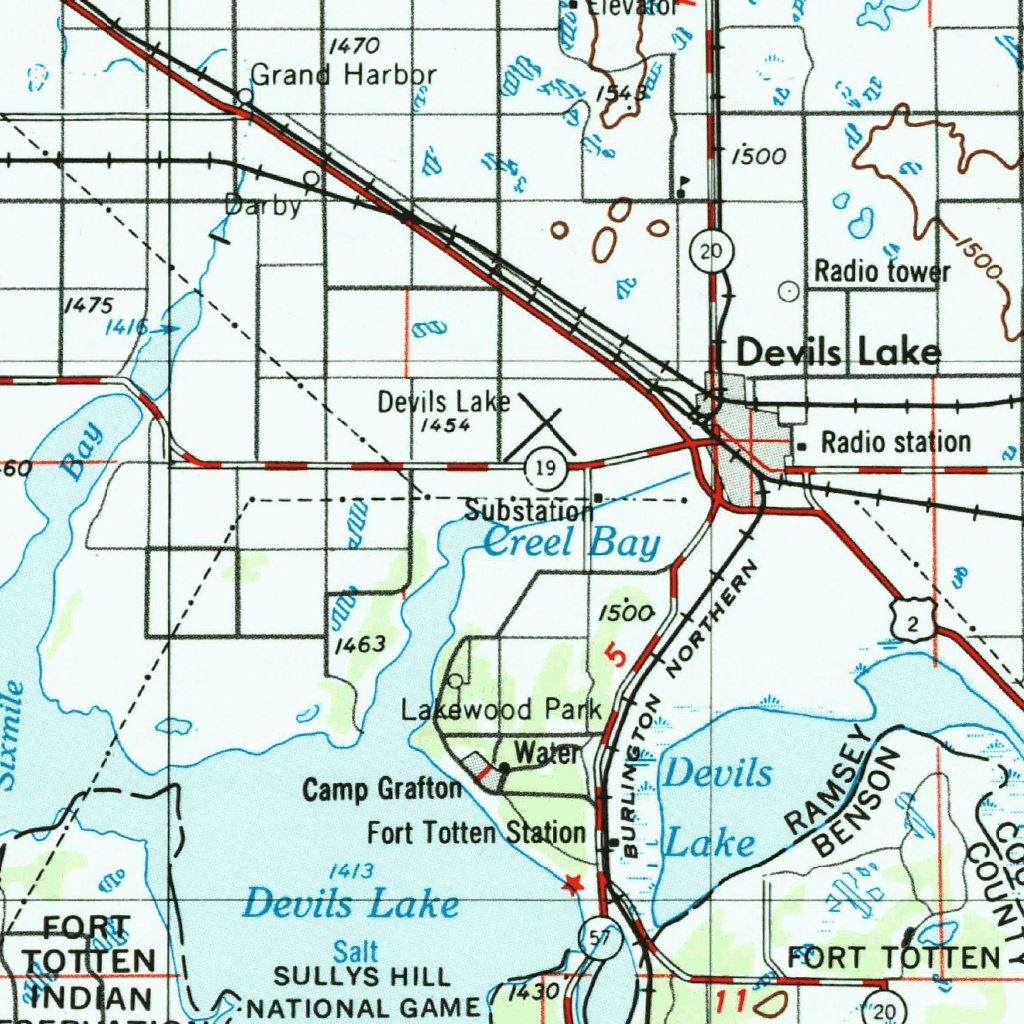 Devils Lake, ND (1953, 250000-Scale) Map by United States Geological ...
