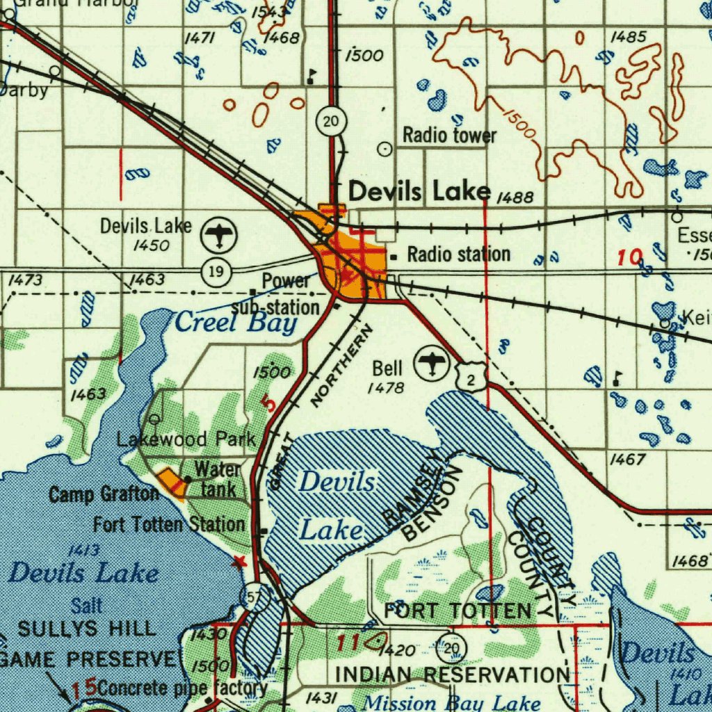 Devils Lake, ND (1956, 250000-Scale) Map by United States Geological ...