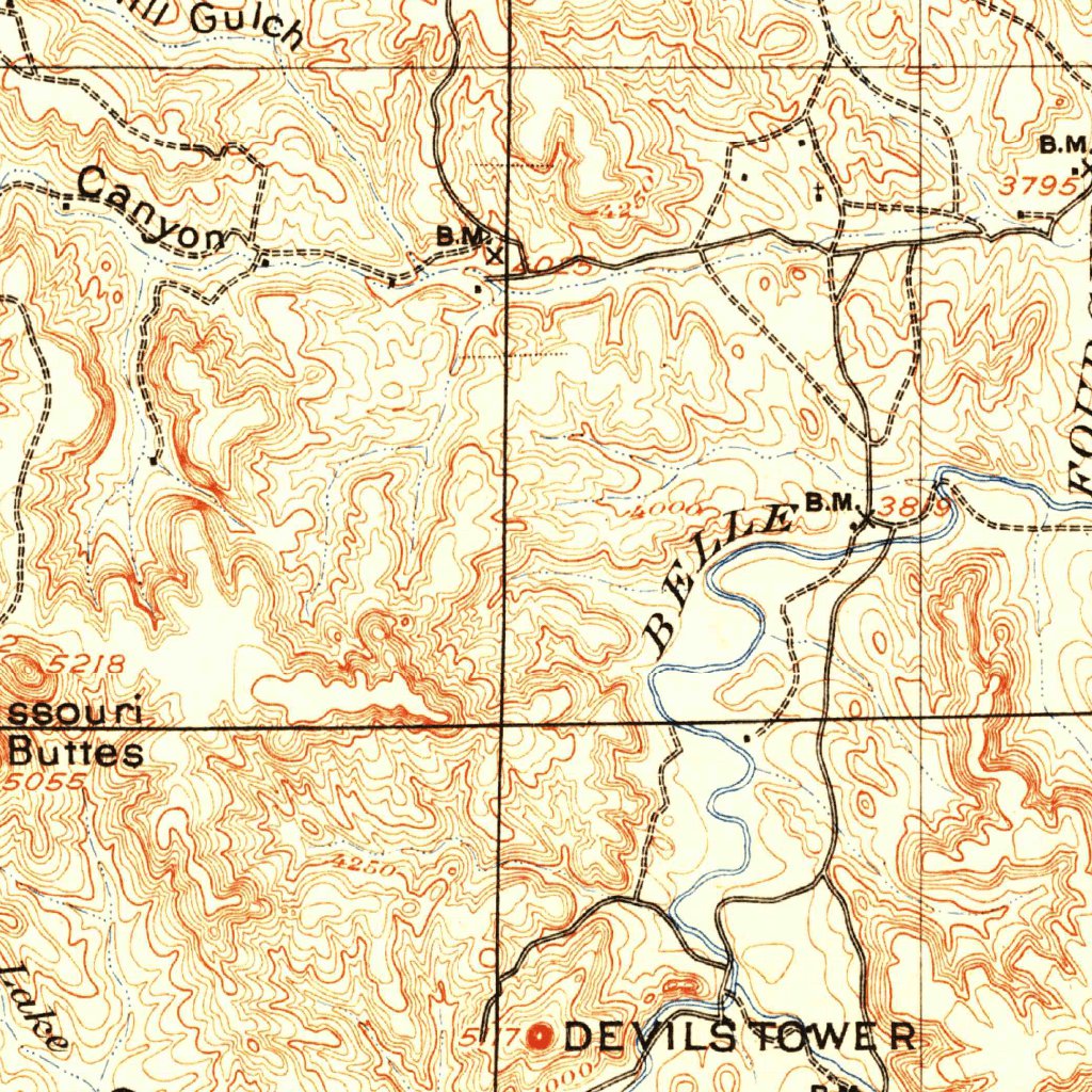 Devils Tower, WY-MT (1905, 125000-Scale) Map by United States ...
