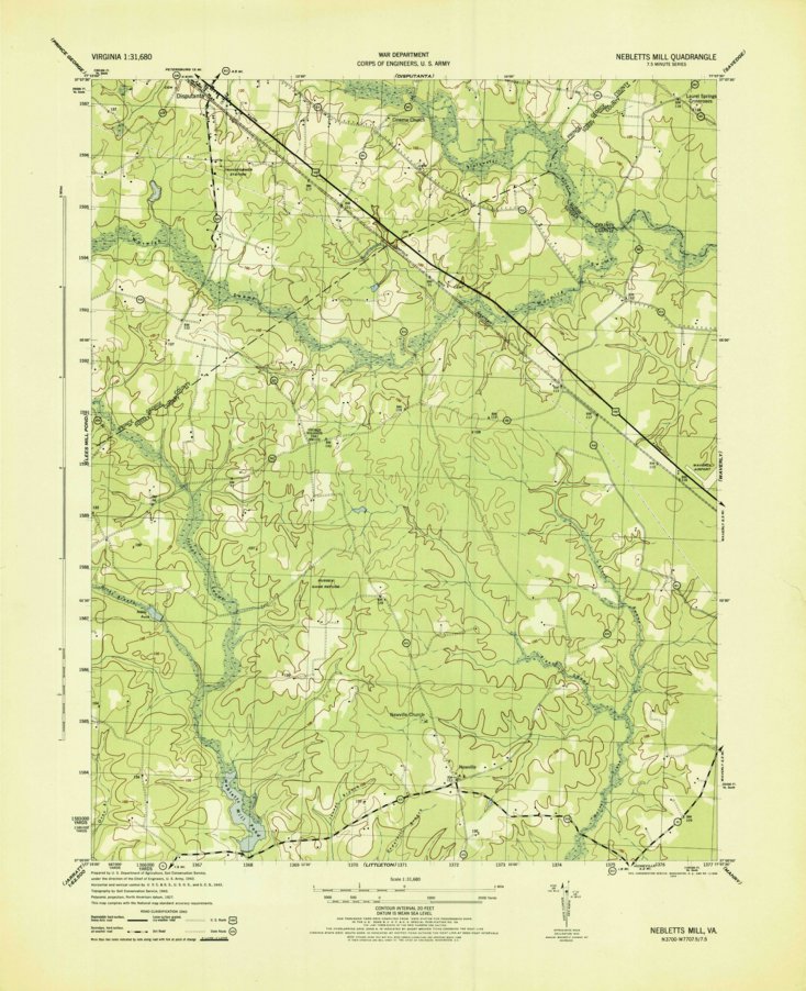 Disputanta South, VA (1944, 31680-Scale) Map by United States ...