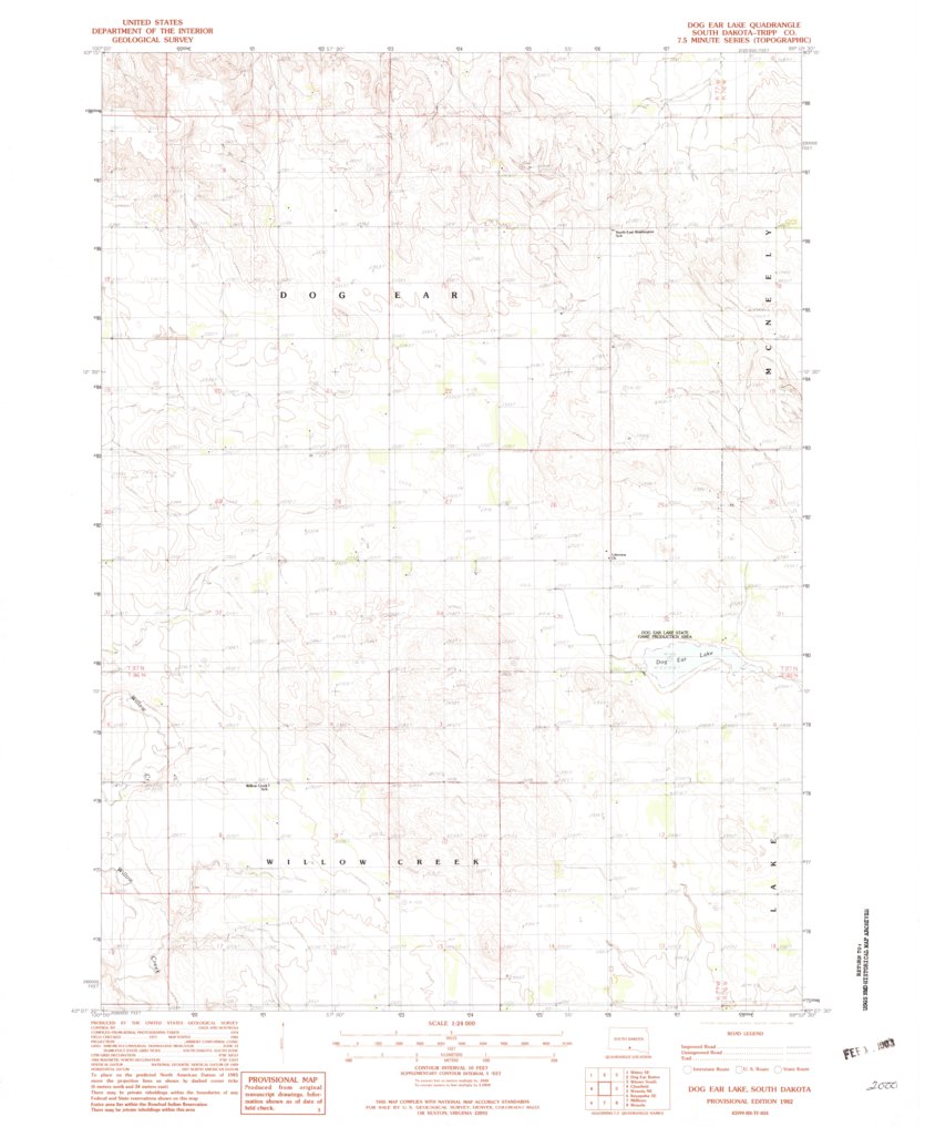 Dog Ear Lake, SD (1982, 24000-Scale) Map by United States Geological ...
