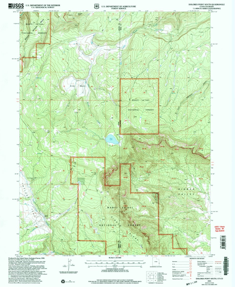 Dolores Point South, CO-UT (2001, 24000-Scale) Map by United States ...