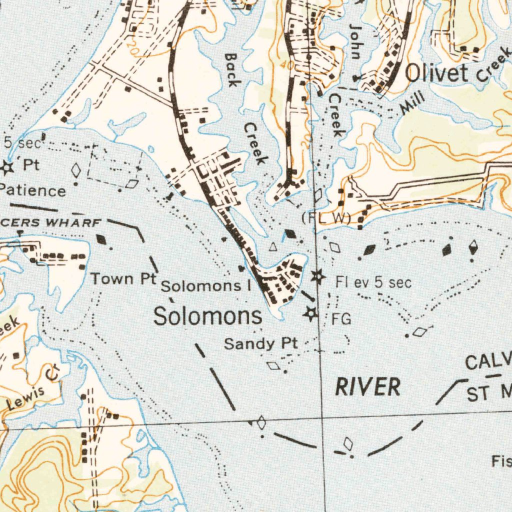 Drum Point, MD (1942, 62500-Scale) Map by United States Geological ...