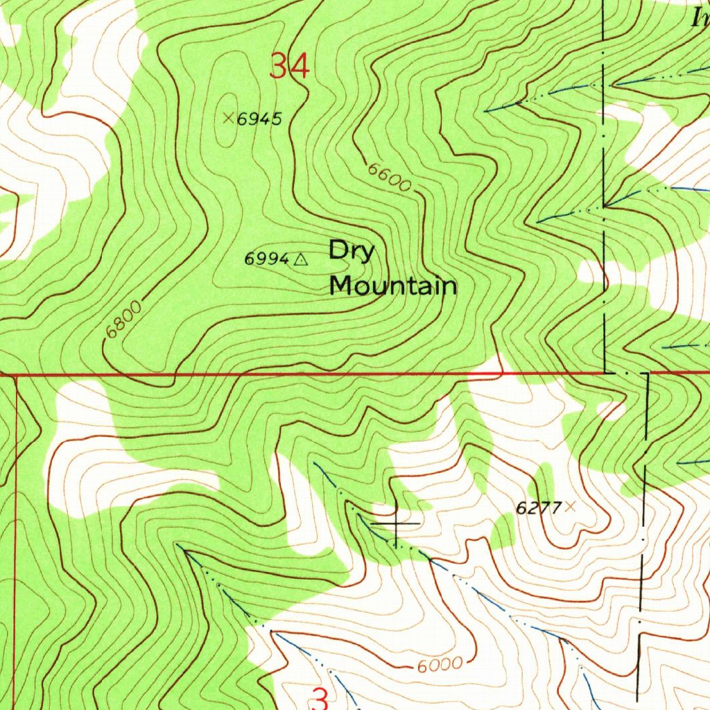 Dry Mountain, MT (1963, 24000-Scale) Map by United States Geological ...