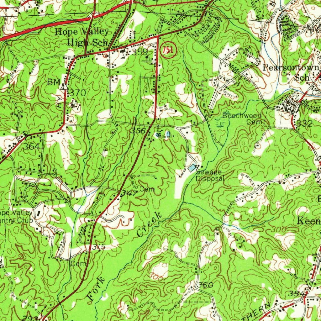 Durham South, NC (1951, 62500-Scale) Map by United States Geological ...