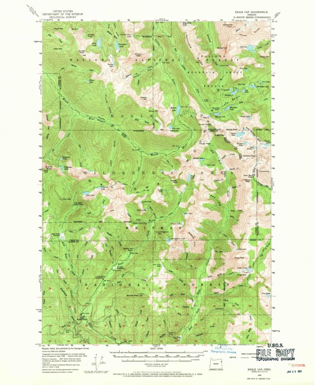 Eagle Cap, OR (1954, 62500-Scale) Map by United States Geological ...