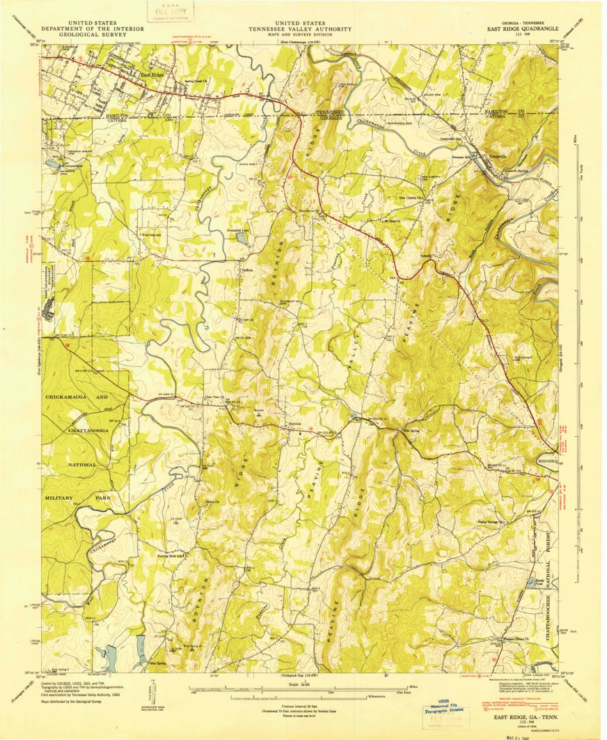 East Ridge, TN-GA (1946, 24000-Scale) Map by United States Geological ...