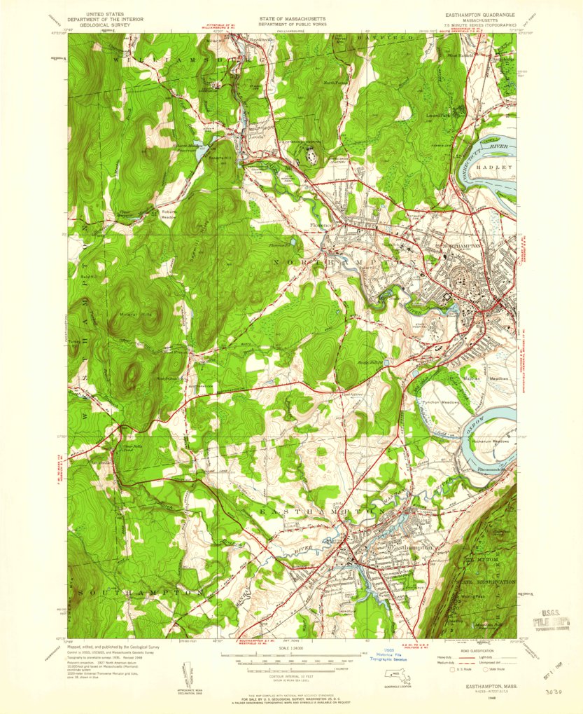 Easthampton, MA (1948, 24000-Scale) Map by United States Geological ...