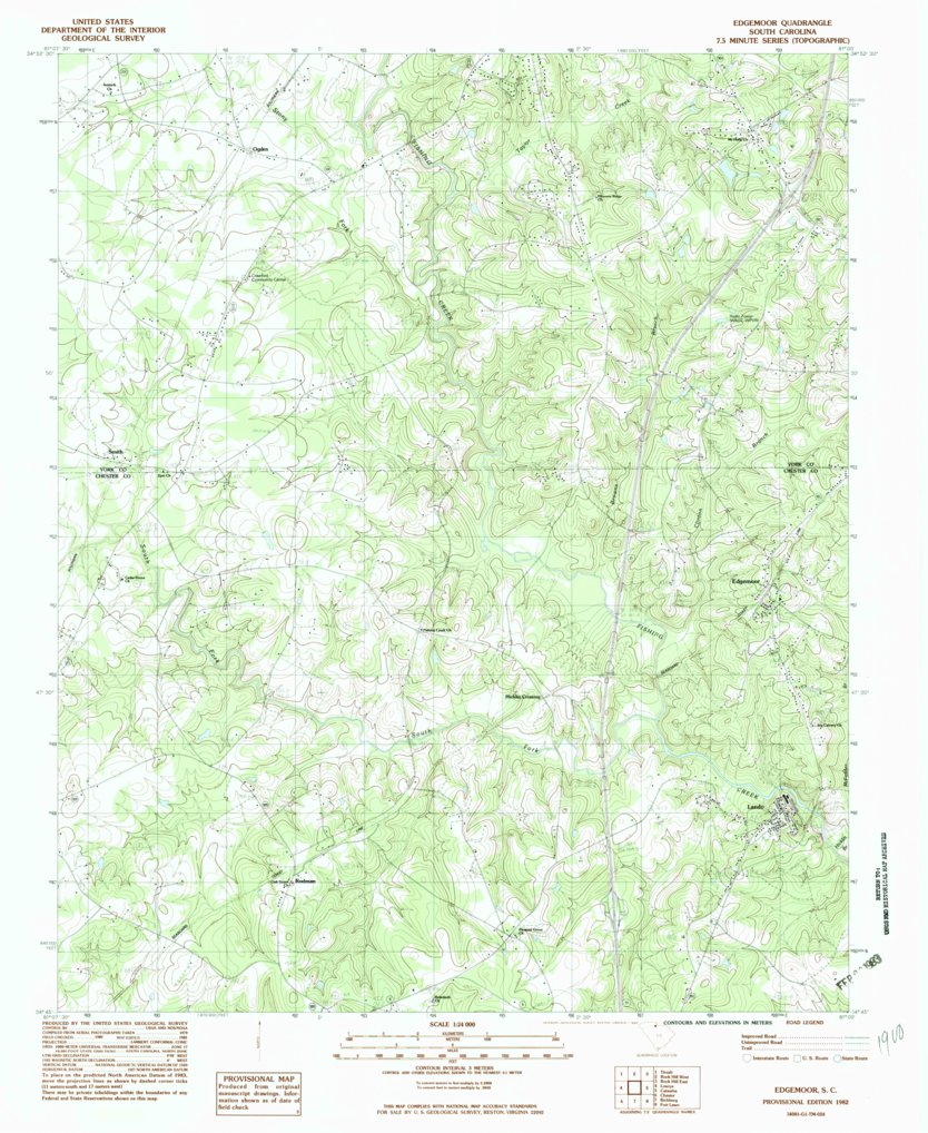 Edgemoor, SC (1982, 24000-Scale) Map by United States Geological Survey ...