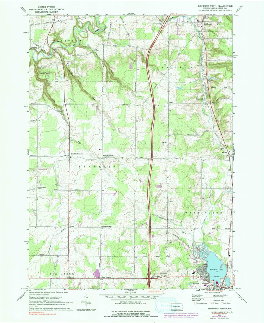 Edinboro North, PA (1967, 24000-Scale) Map by United States Geological ...
