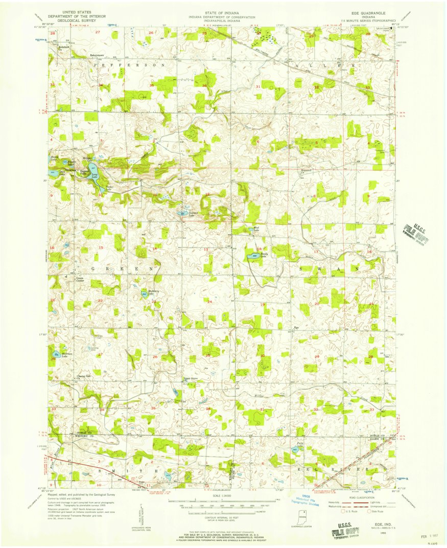Ege, IN (1955, 24000-Scale) Map by United States Geological Survey ...