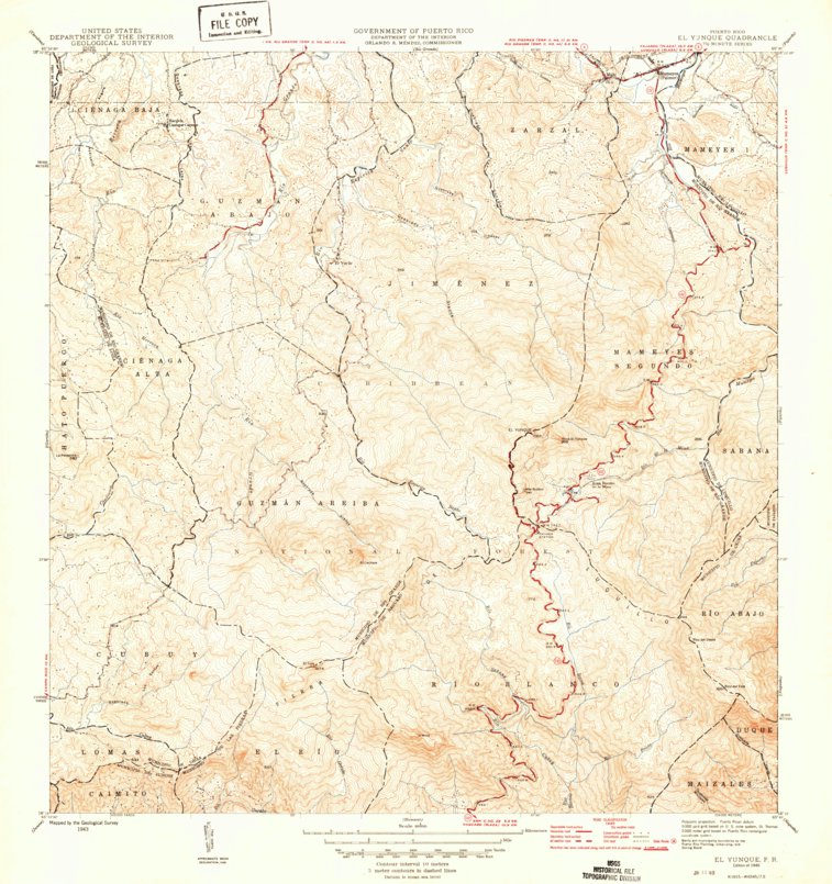 El Yunque, PR (1946, 30000-Scale) Map by United States Geological ...