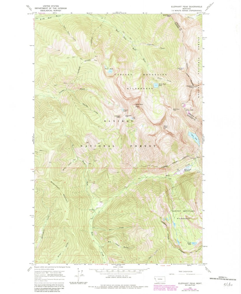 Elephant Peak, MT (1966, 24000-Scale) Map by United States Geological ...