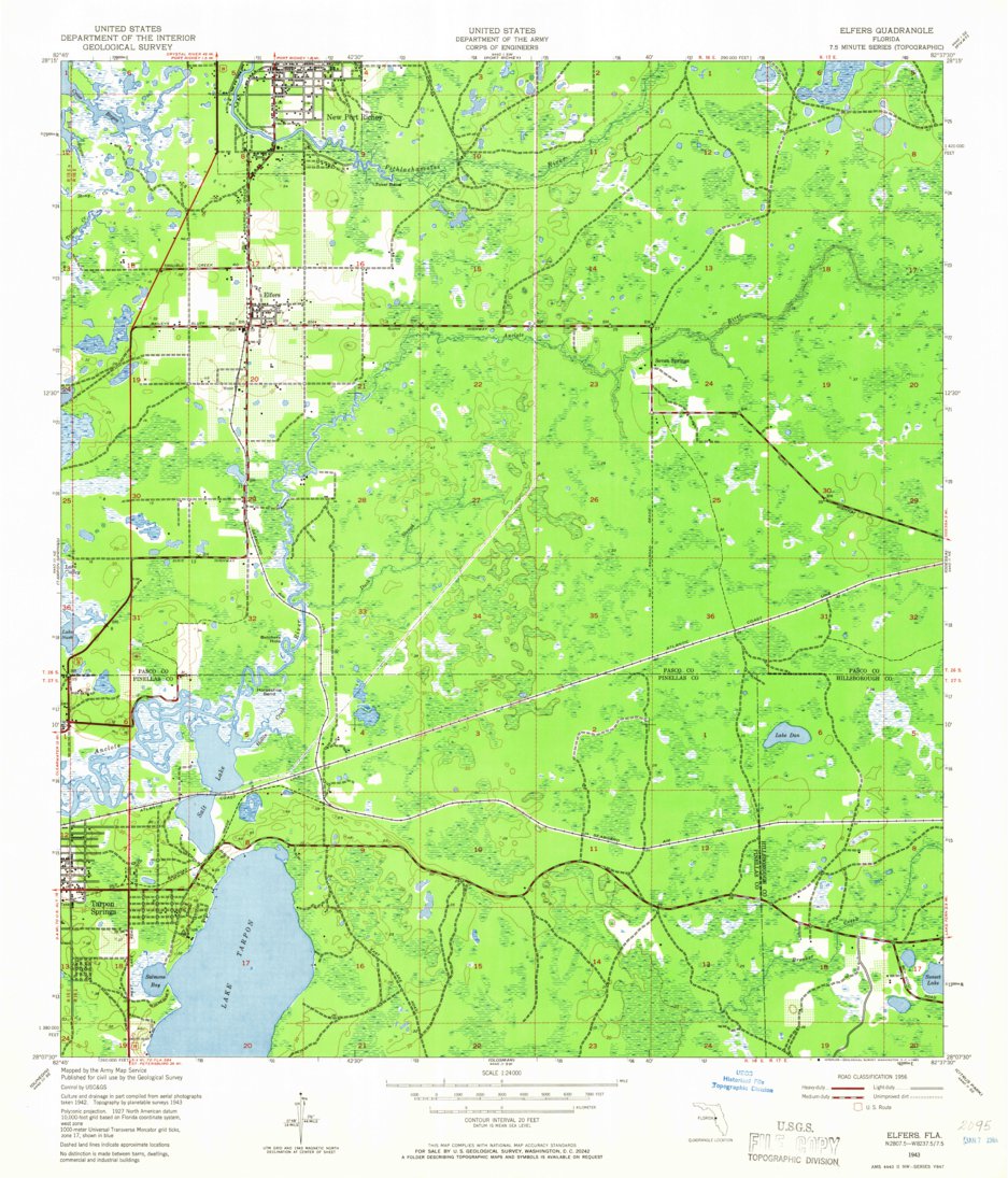 Elfers, FL (1943, 24000-Scale) Map by United States Geological Survey ...