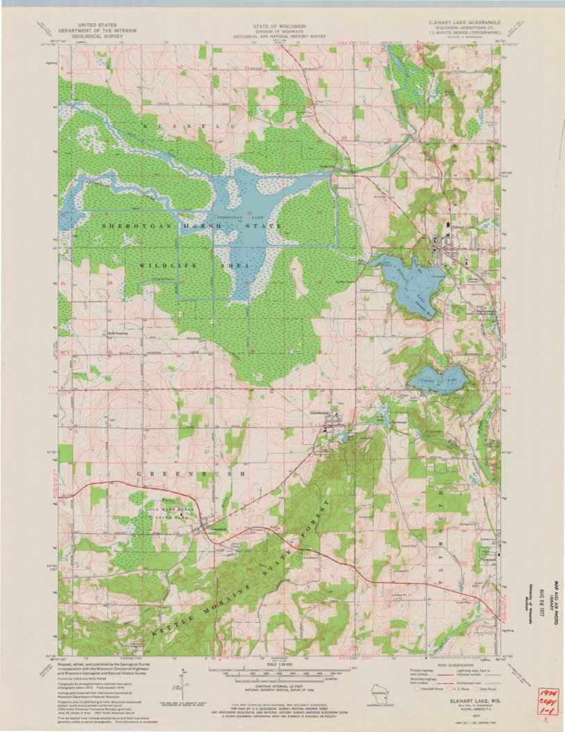 Elkhart Lake, WI (1974, 24000-Scale) Map by United States Geological ...