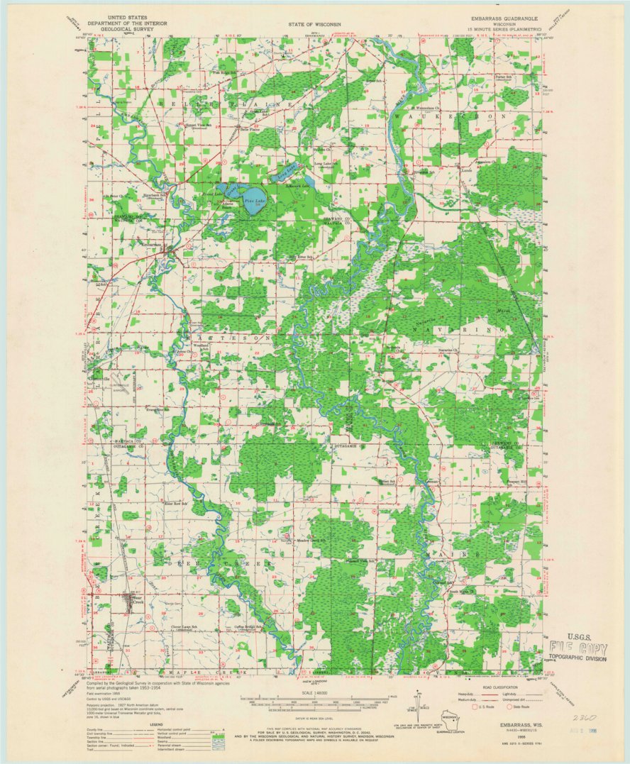 Embarrass, WI (1955, 48000-Scale) Map by United States Geological ...