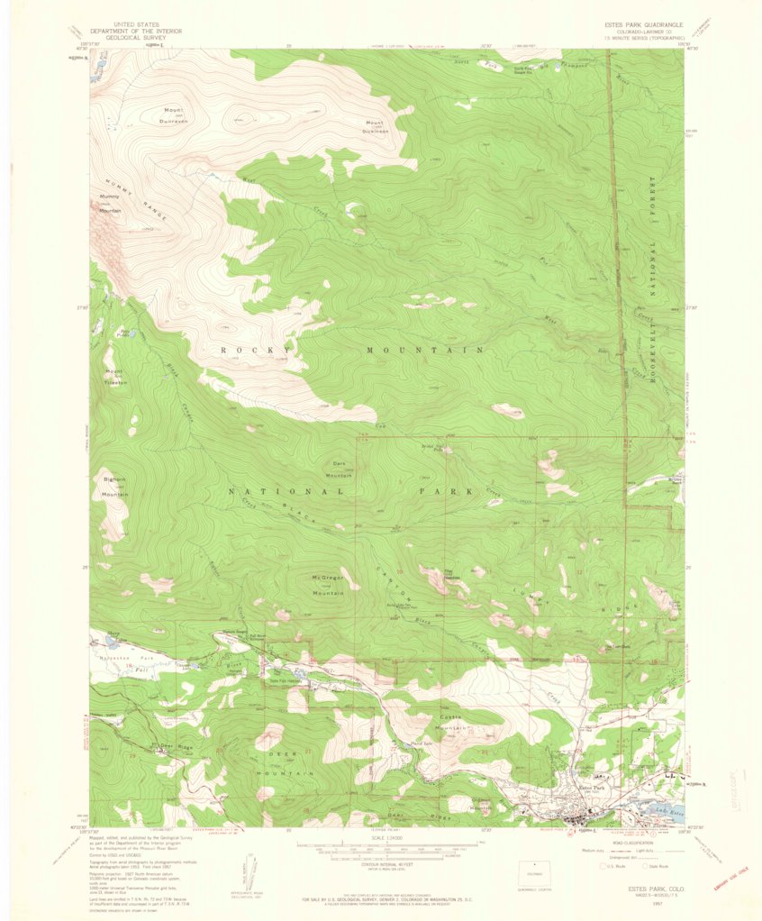 Estes Park, CO (1957, 24000-Scale) Map by United States Geological ...