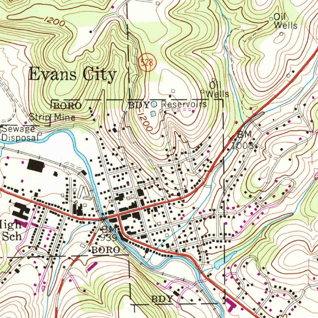 Evans City, PA (1958, 24000-Scale) Map by United States Geological ...