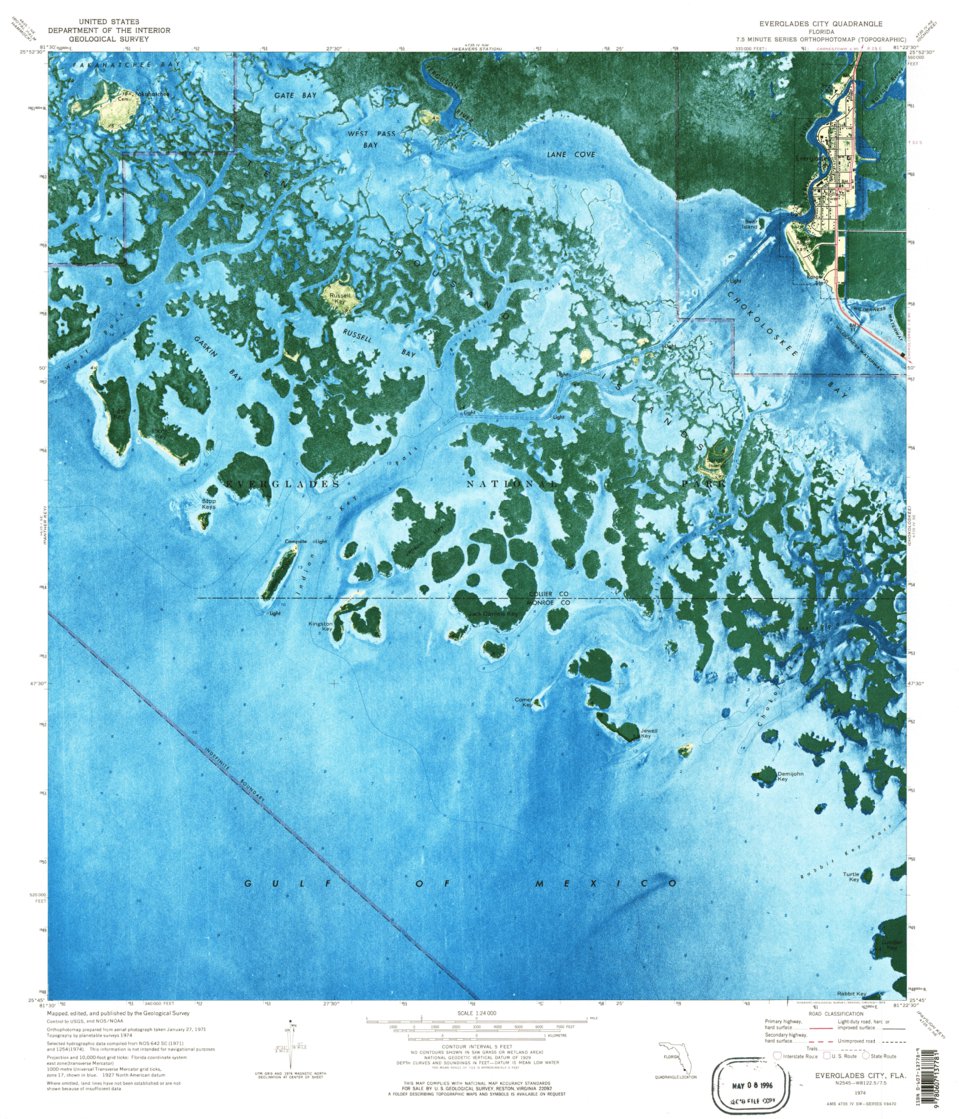 Everglades City, FL (1974, 24000-Scale) Map by United States Geological ...
