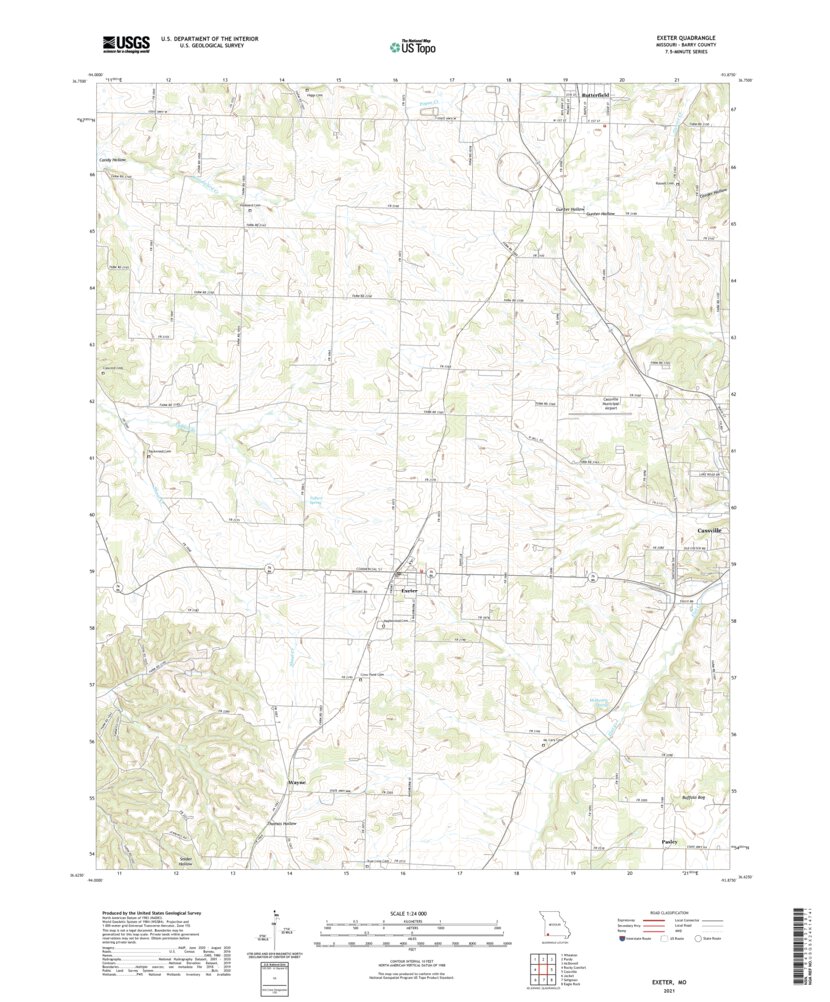 Exeter, MO (2021, 24000-Scale) Map by United States Geological Survey ...