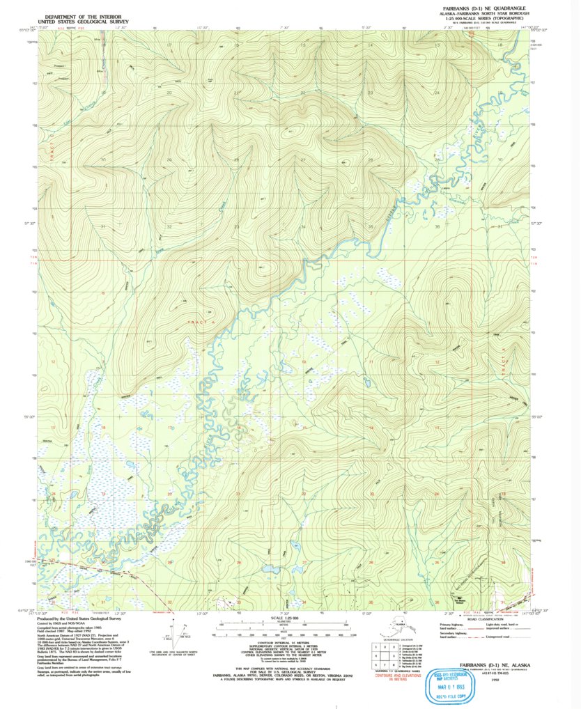 Fairbanks D-1 NE, AK (1992, 25000-Scale) Map by United States ...