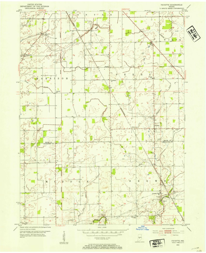 Fayette, IN (1953, 24000-Scale) Map by United States Geological Survey ...