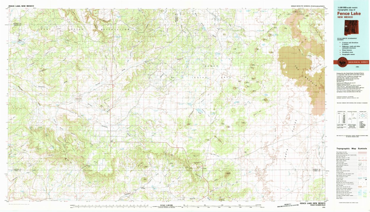 Fence Lake, NM (1981, 100000-Scale) Map by United States Geological ...