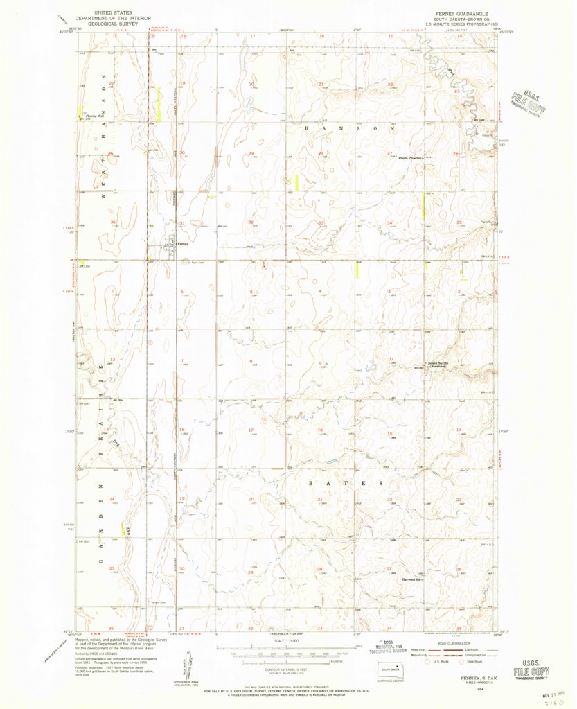 Ferney, SD (1954, 24000-Scale) Map by United States Geological Survey ...