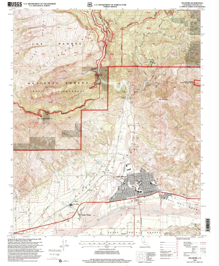 Fillmore, CA (1995, 24000-Scale) Map by United States Geological Survey ...