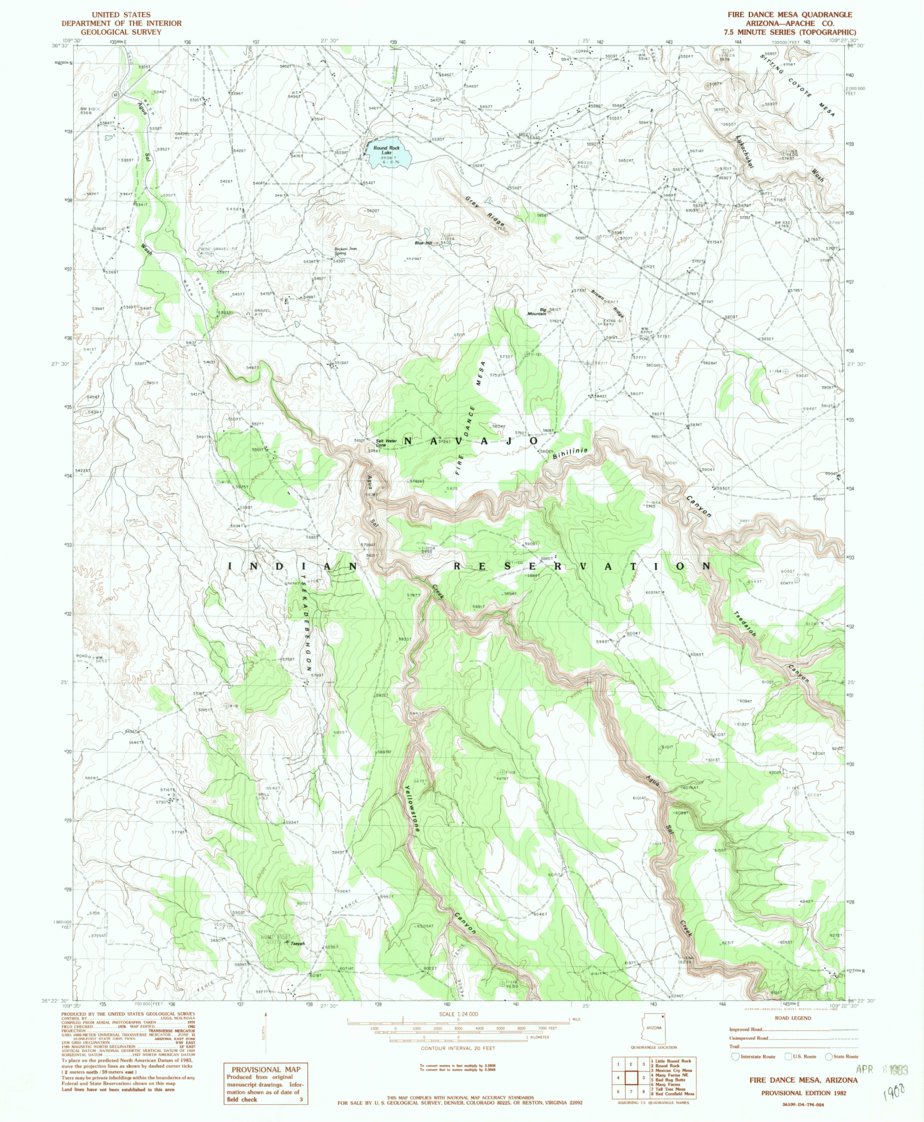 Fire Dance Mesa, AZ (1982, 24000-Scale) Map by United States Geological ...