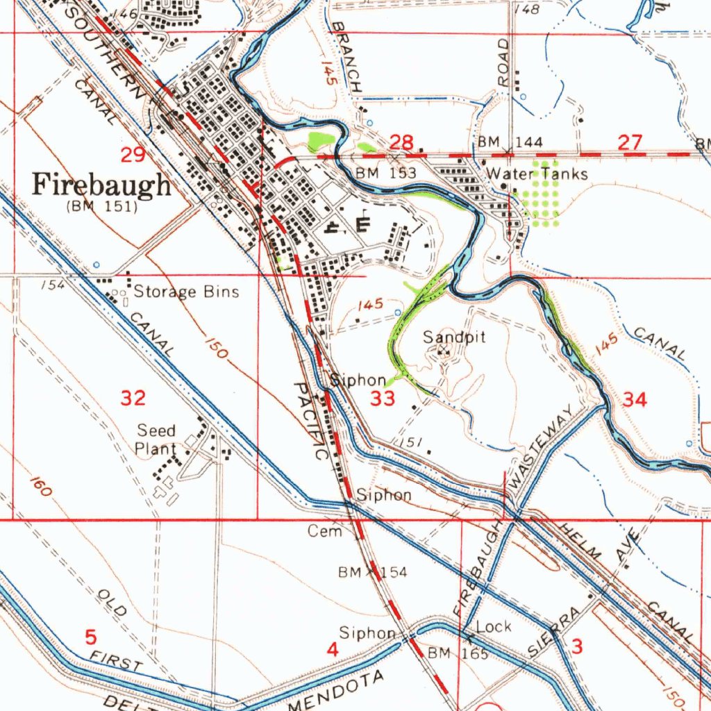 Firebaugh, CA (1962, 62500-Scale) Map by United States Geological ...