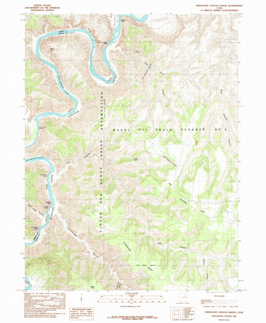 Firewater Canyon North, UT (1985, 24000-Scale) Map by United States ...