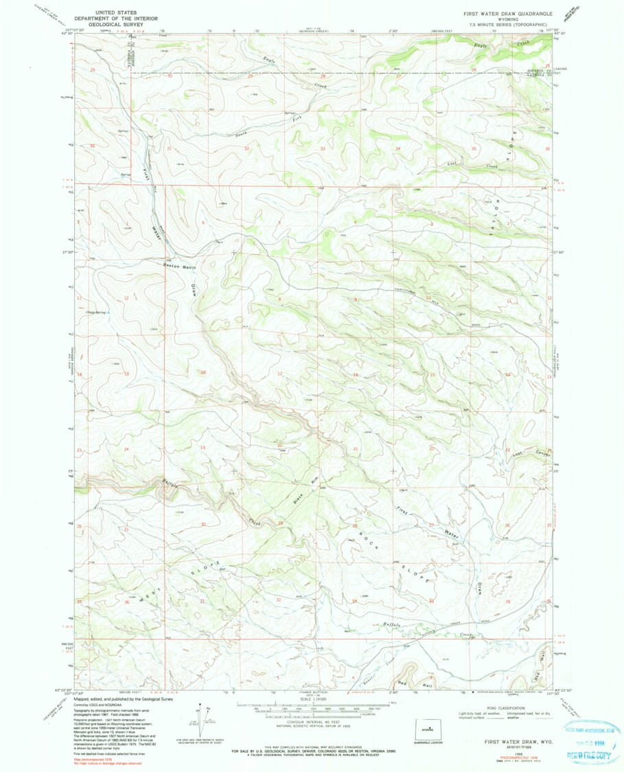 First Water Draw, WY (1968, 24000-Scale) Map by United States ...