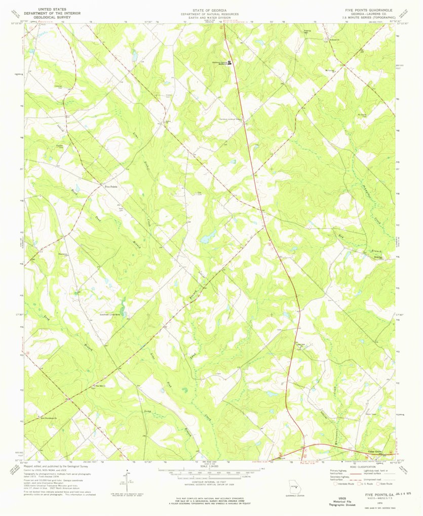 Five Points, GA (1974, 24000-Scale) Map by United States Geological ...