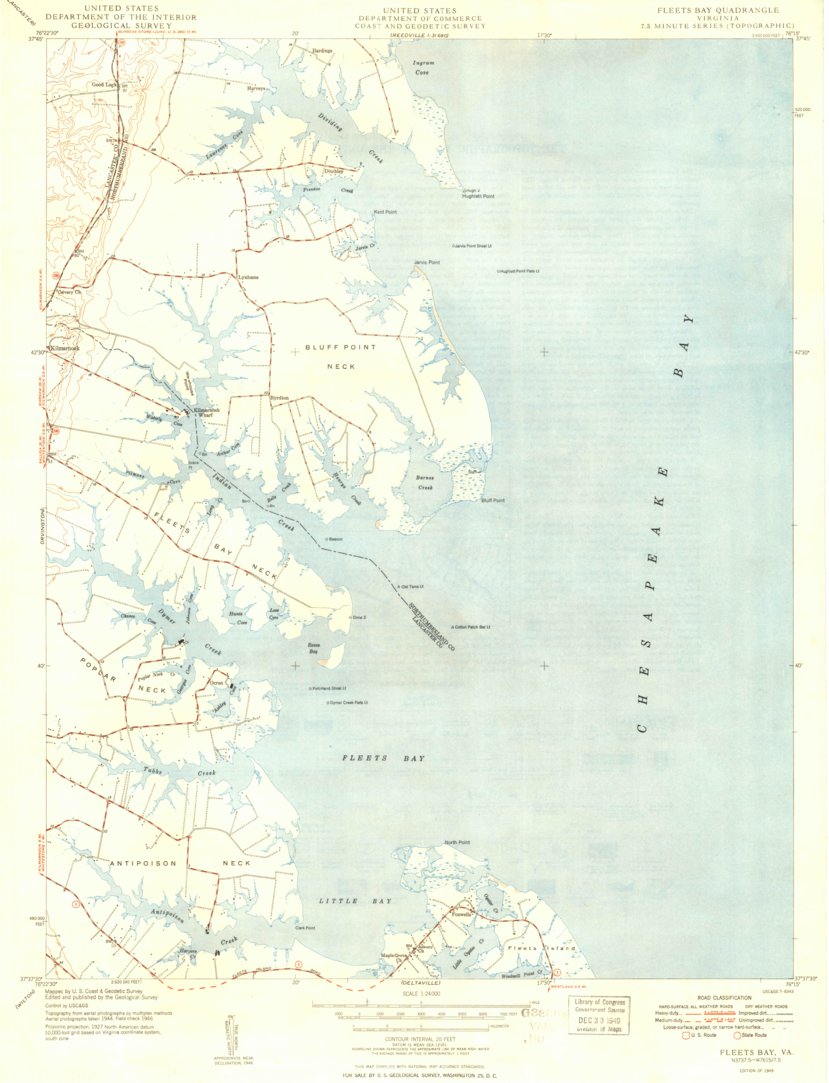 Fleets Bay, VA (1949, 24000-Scale) Map by United States Geological ...