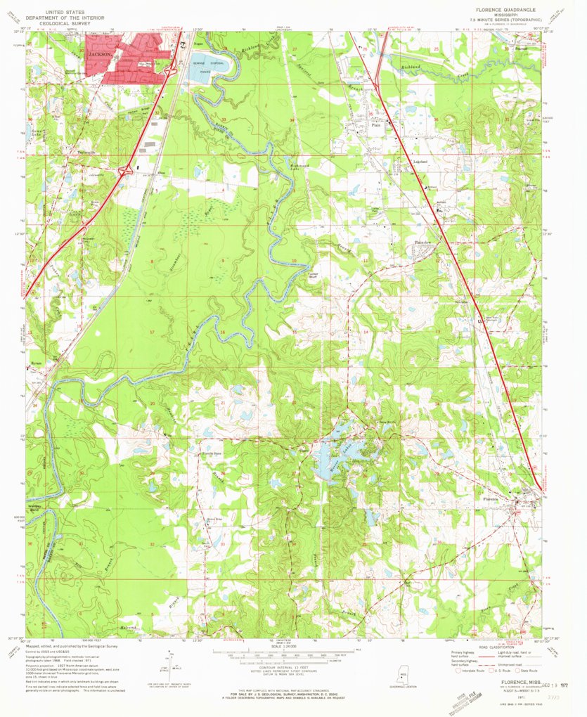 Florence, MS (1971, 24000-Scale) Map by United States Geological Survey ...