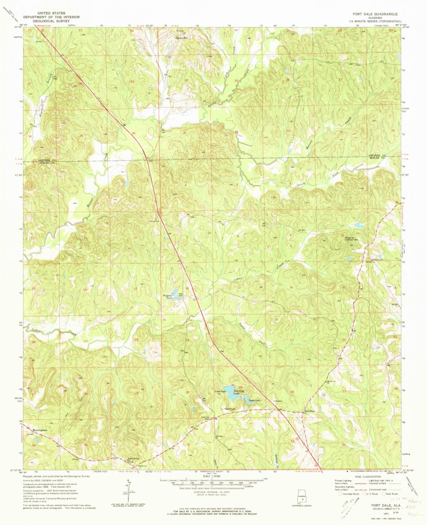 Fort Dale, AL (1971, 24000-Scale) Map by United States Geological ...