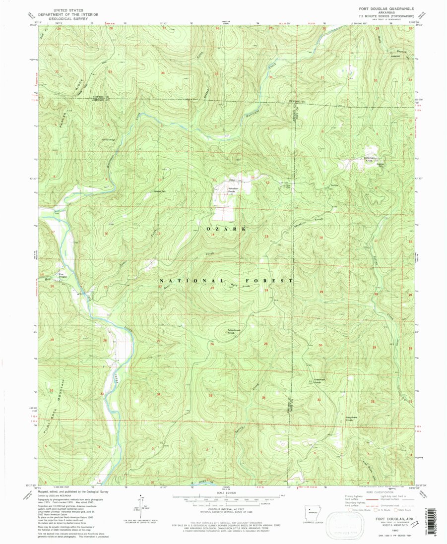 Fort Douglas, AR (1980, 24000-Scale) Map by United States Geological ...