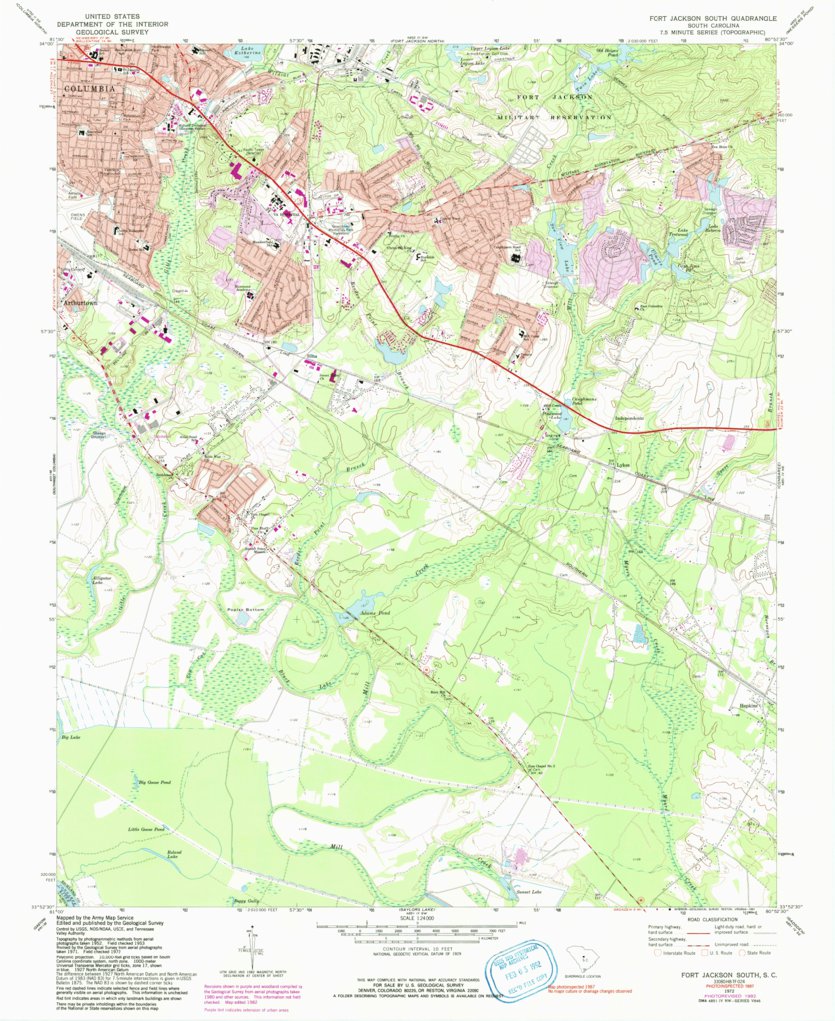 Fort Jackson South, SC (1972, 24000-Scale) Map by United States ...