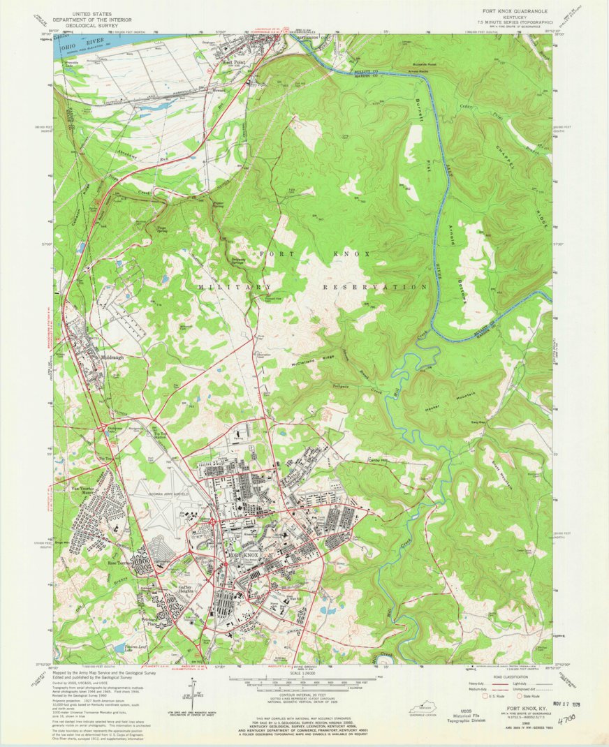 Fort Knox, KY-IN (1960, 24000-Scale) Map by United States Geological ...