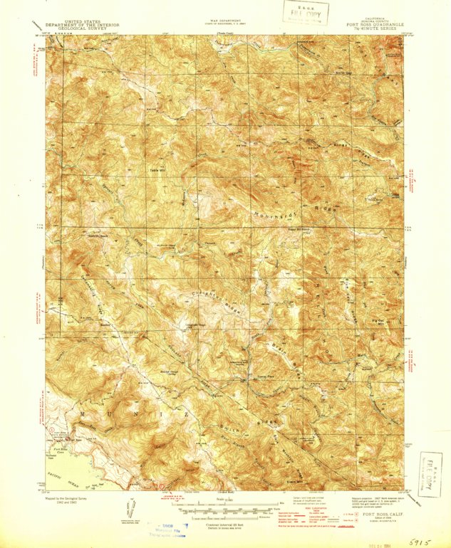 Fort Ross, CA (1944, 31680-Scale) Map by United States Geological ...